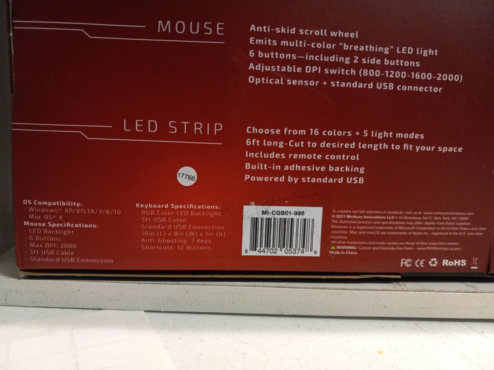 EVO Core Gaming Kit 3 in 1 LED Glow Pack Keyboard Mouse Strip Light for ...