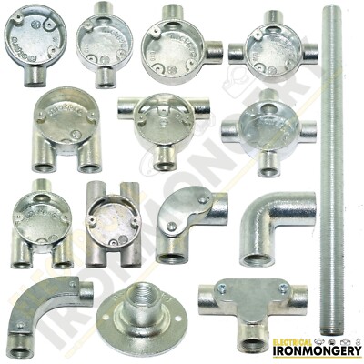 20mm Metal Conduit Boxes, Bends, Elbow, Tees, Fittings Galvanised ...
