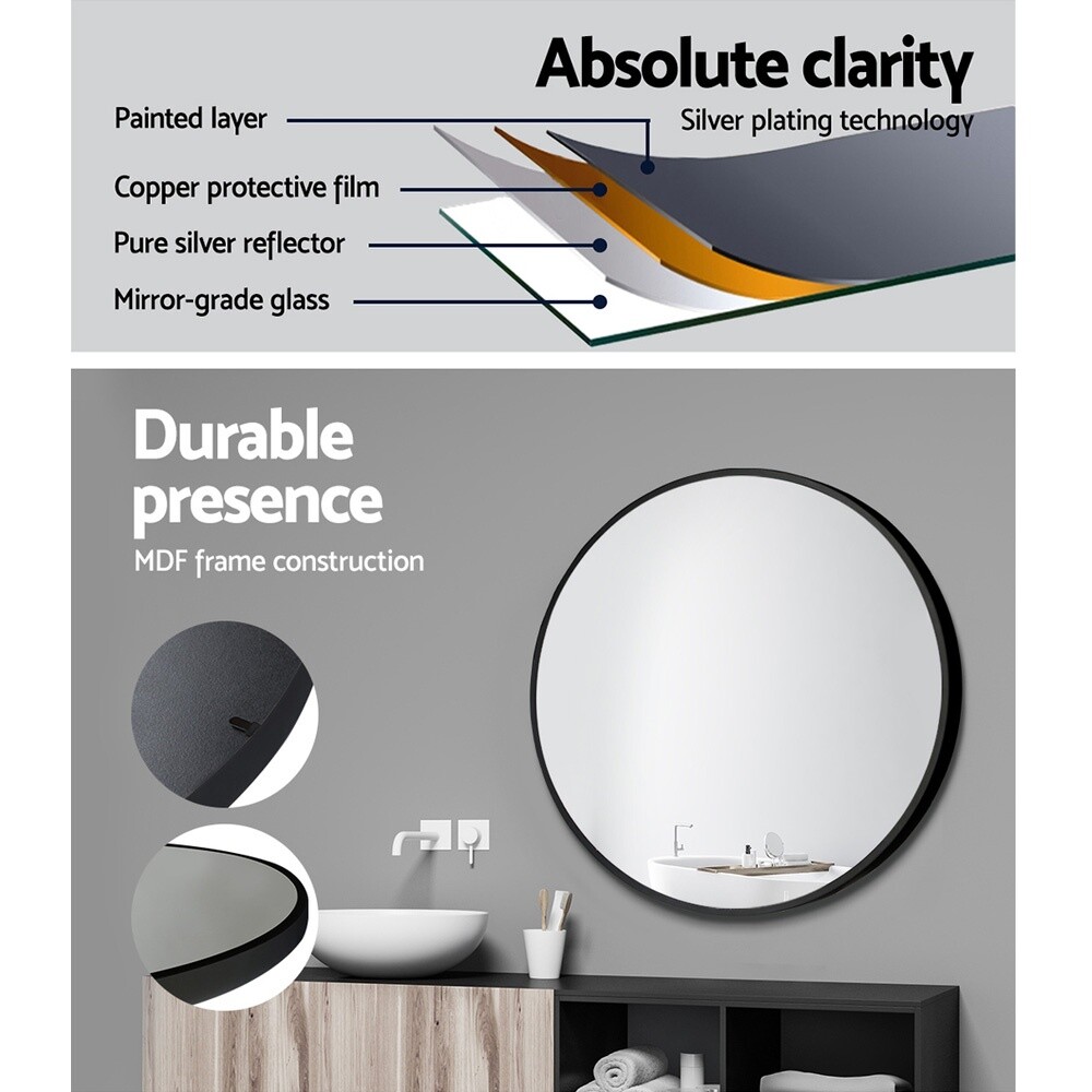 Embellir Round Wall Mirror 50cm Makeup Bathroom Mirror Frameless | eBay