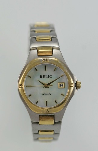 Relic Folio Watch Womens Stainless Steel Silver Gold Date 30m Battery ...