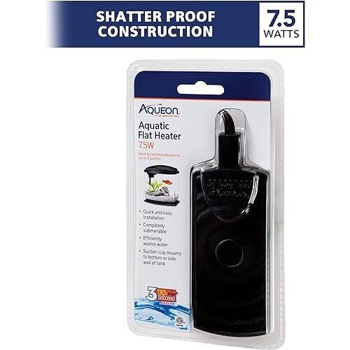 Aqueon Small Aquarium Fish Tank Submersible Mini Flat Heater Up to 3 ...