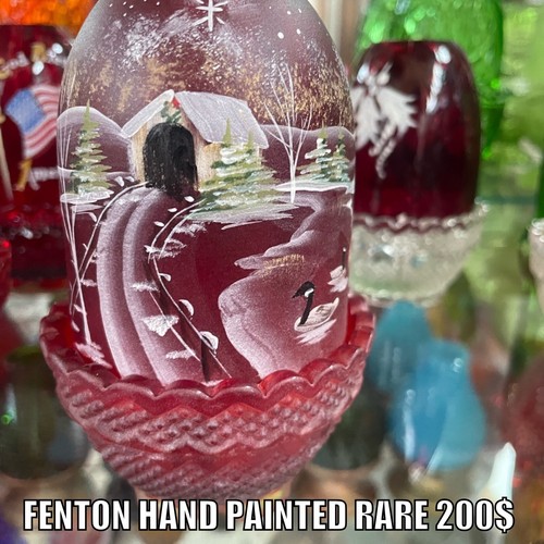 Fenton Fairy Lamp Ruby Red Vintage Hand Blown Hand Painted Christmas | eBay