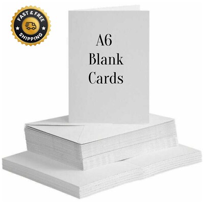 WHITE BLANK CARDS & ENVELOPES CARD MAKING A6 MAKE GREETING ART CRAFT ...