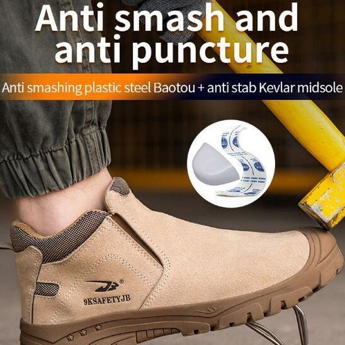 Safety Shoes Anti-smashing Slip on Steel Toe Cap Work Boots Lightweight ...