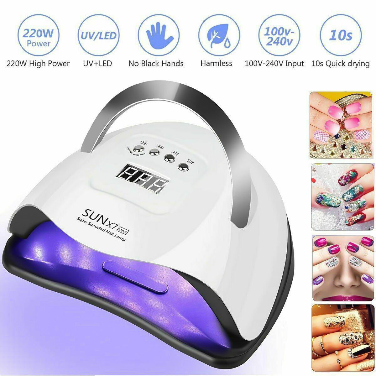220W Nail Dryer LED Lamp UV Light Polish Gel Curing Machine Electric ...