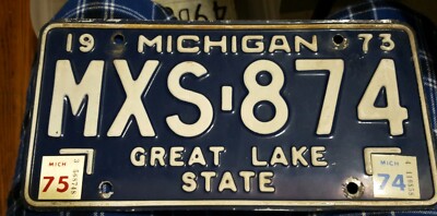 Vintage 1973 Michigan License Plate MXS-874 Great Lake State | eBay