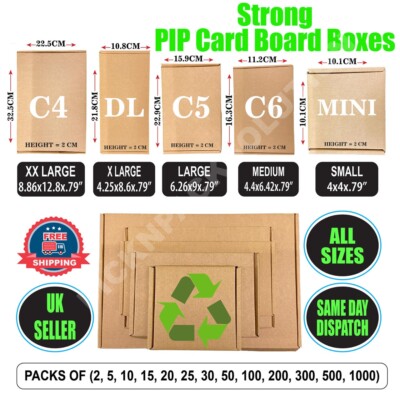 STRONG MAILING BOXES LARGE LETTER PIP CARDBOARD POSTAL BOXES MINI/C7 C6 ...