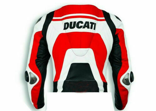 DUCATI Racing Motorcycle Biker Leather Jacket Mens Motorbike Leather ...