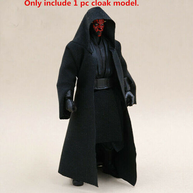 1/12 Scale Clothes Black Cloak Robe Coat Model with Hat for 6" Action ...