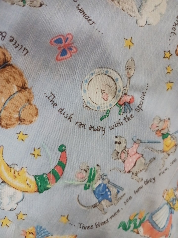 VTG NURSERY RHYMES VIP Cranston Fabric Fairy Tales Blue Background One ...