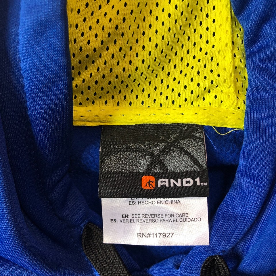 AND1 Men Hoodie Sweatshirt Sz S Blue Basketball Kangaroo Pocket Long ...