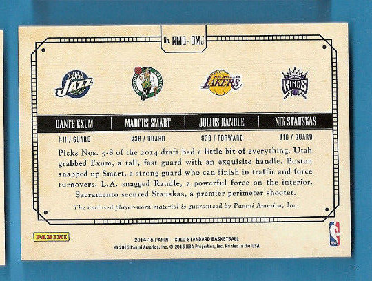 JULIUS RANDLE Marcus Smart NIK STAUSKAS Dante Exum GOLD ROOKIE JERSEY ...