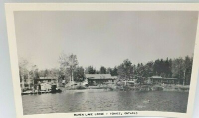 RPPC Real Photo Postcard Raven Lake Lodge, Ignace, Ontario - Cabins by ...