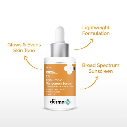 The Darma Co 1% Hyaluronic Sunscreen Serum with SPF 50 & Niacinamide ...