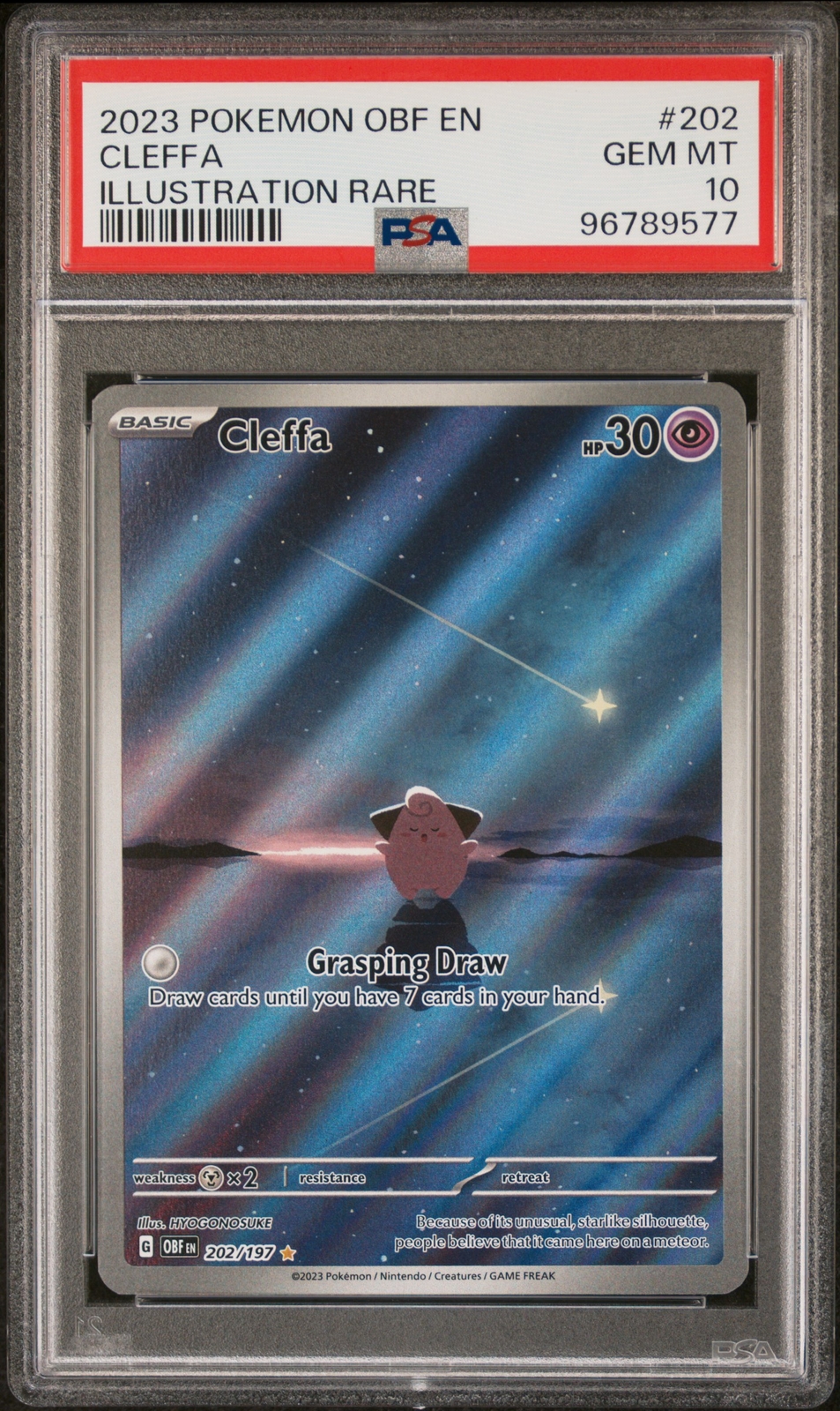 2023 POKEMON OBF EN-OBSIDIAN FLAMES ILLUSTRATION RARE #202 CLEFFA PSA ...