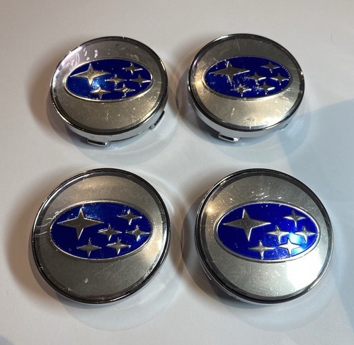 Subaru Silver Blue Wheel Center Caps 60mm Emblem Impreza WRX STi ...