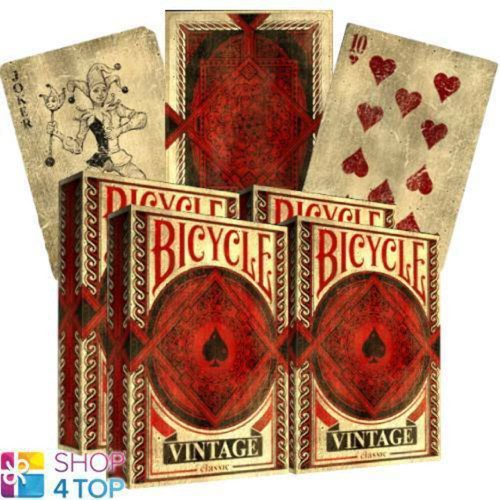 4 BICYCLE VINTAGE CLASSIC PLAYING CARDS DECK MADE IN USA ORIGINAL AGED ...
