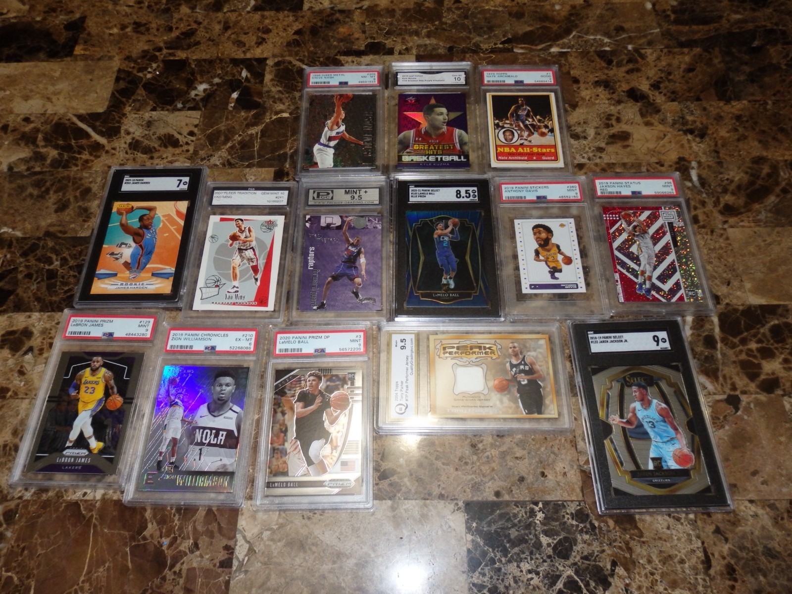 14 BULK GRADED BASKETBALL CARDS *HARDE, ZION, KUZMA, MING, BALL, NASH ...
