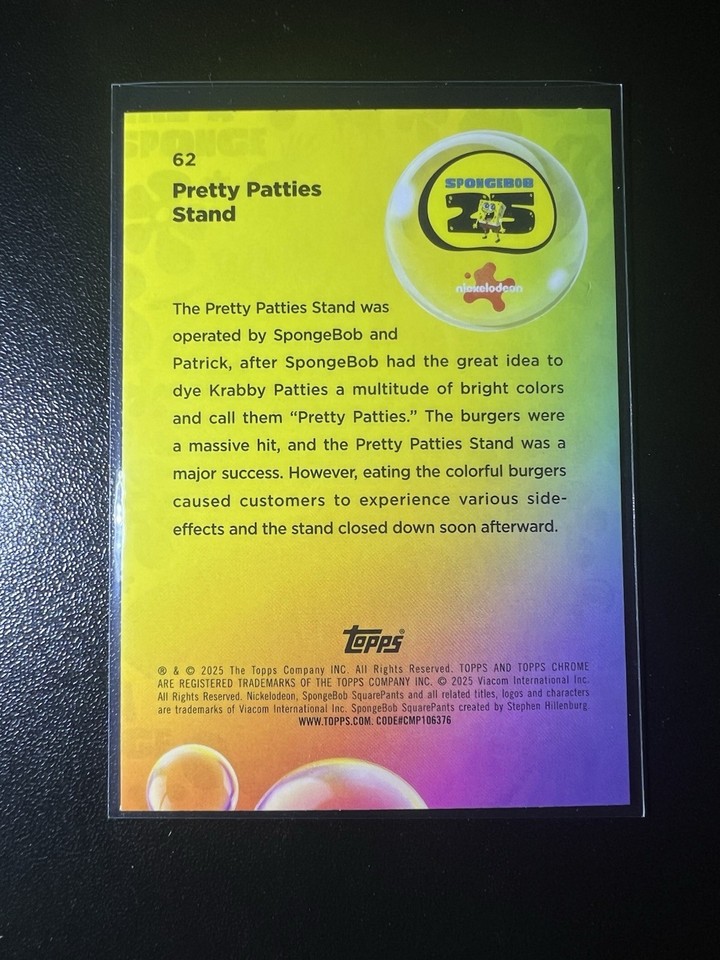 2025 Topps Chrome SpongeBob 25th Anniversary Pretty Patties Stand #62 ...
