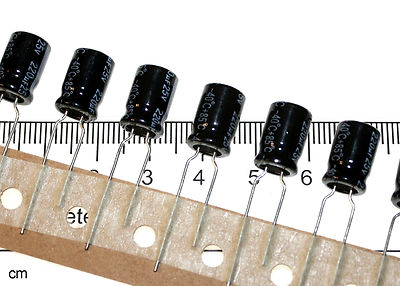 100 pcs Meritek 220uF 25V 85° Electrolytic Capacitor RB25V221MT-5 USA ...