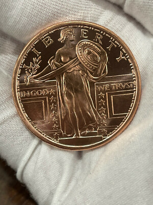 1 oz STANDING LIBERTY Copper BU Round in Flip! .999 Fine Copper ...