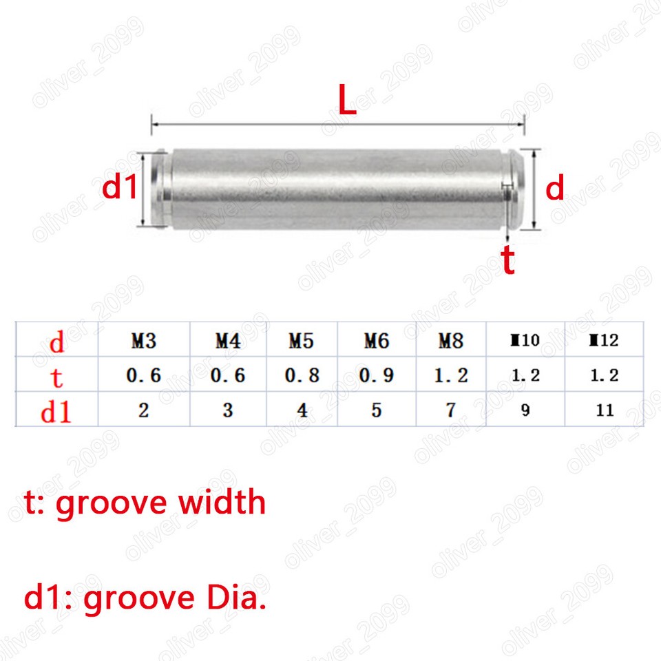 304 Stainless Steel Double Head Grooved Pin With Retaining Rings M3 M4 ...