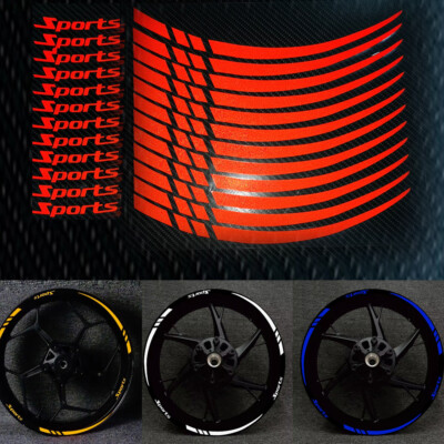 12PCS Car Wheel Rim Stripe Reflective Stickers Decal Strips Trim ...