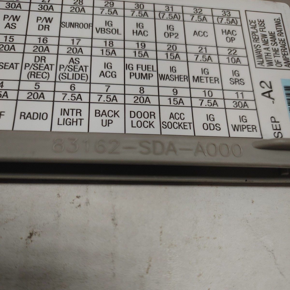 2004 Acura Tl Fuse Box Diagram