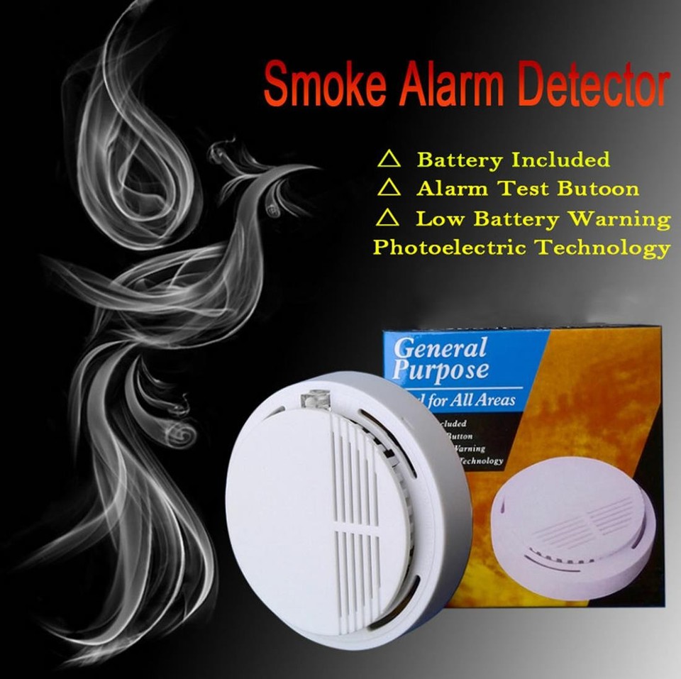 4 Pack Smoke Detector Alarm, Home Fire Safety Sensor with Battery ...