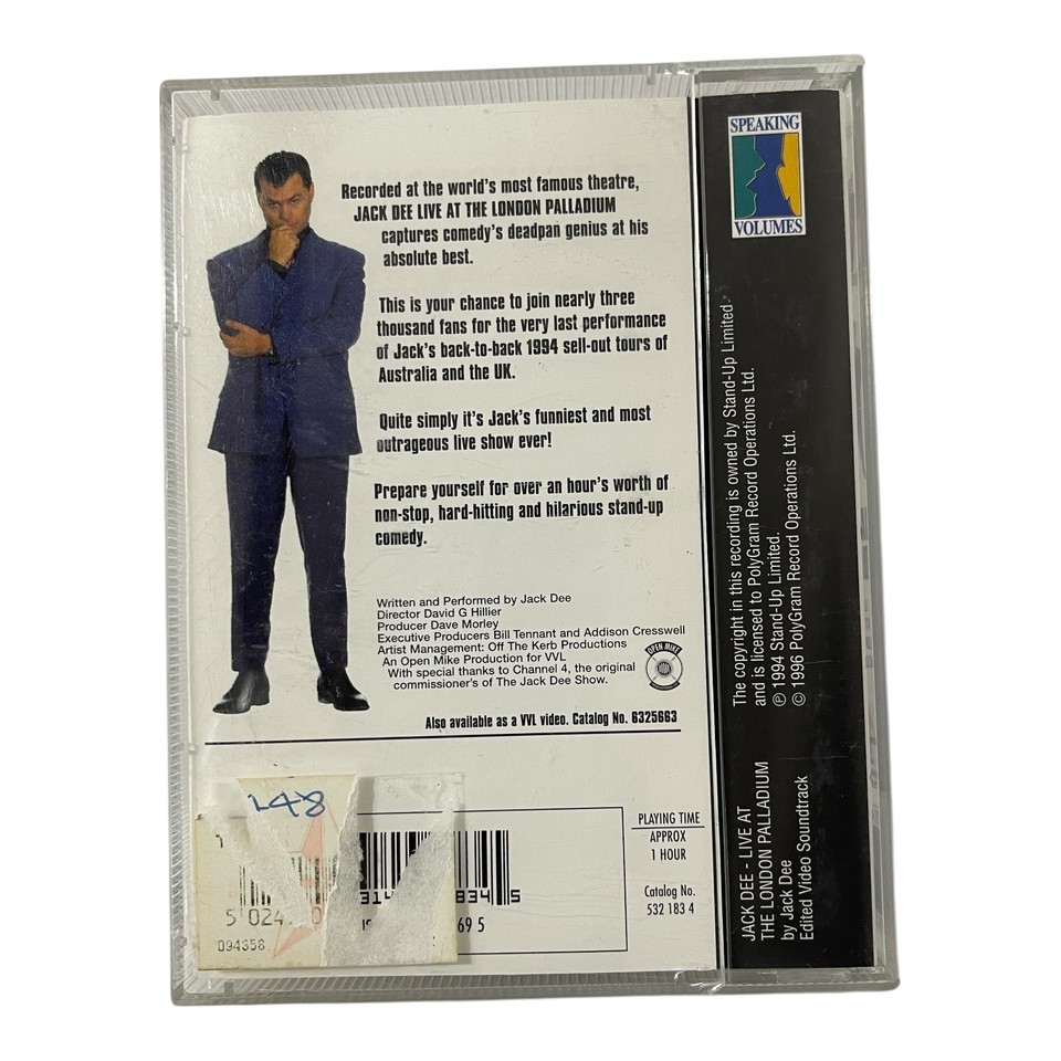 Jack Dee Live at London Palladium Cassette Tape 1994 Stand-Up Comedy ...