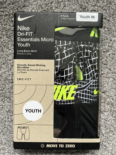 NIKE Dri-Fit Essential Micro Boys Long Boxer Briefs 2 Pack Youth Medium ...