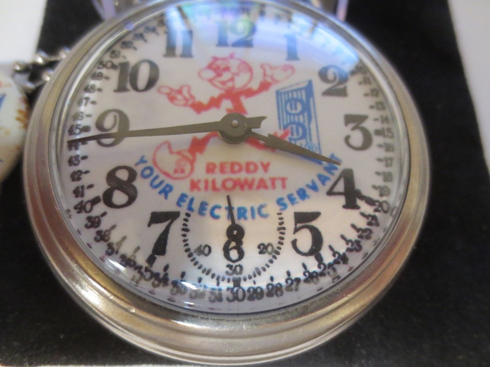 Vintage 16s Westclox Pocket Watch Reddy Kilowatt Ad Theme Dial & Case ...