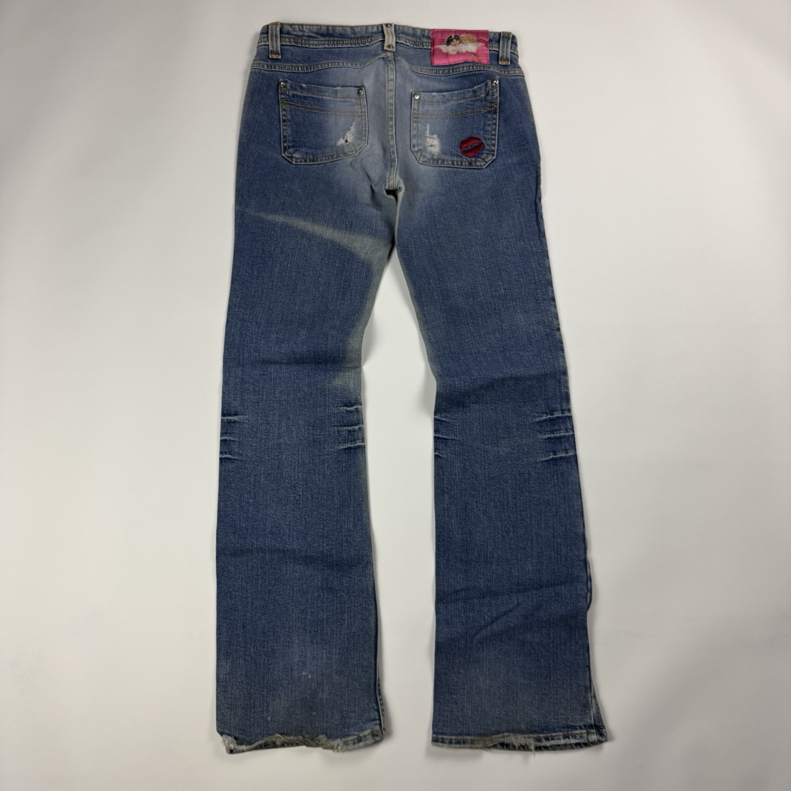 Vintage Fiorucci Cherub Angels Lips Kiss Flared Jeans… - Gem