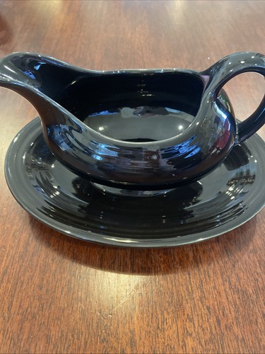 FiestaWare Black Gravy Boat With Drip Saucer | eBay