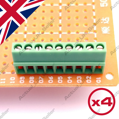 🇬🇧 4pcs, 2P-10P PCB screw terminal connector blocks, 2.54mm 0.1 ...