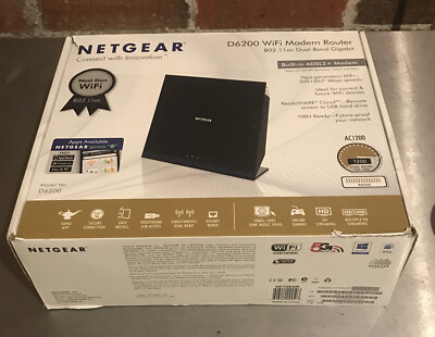 Netgear D6200 AC1200 Wireless Dual Band Gigabit WiFi Modem Router ...