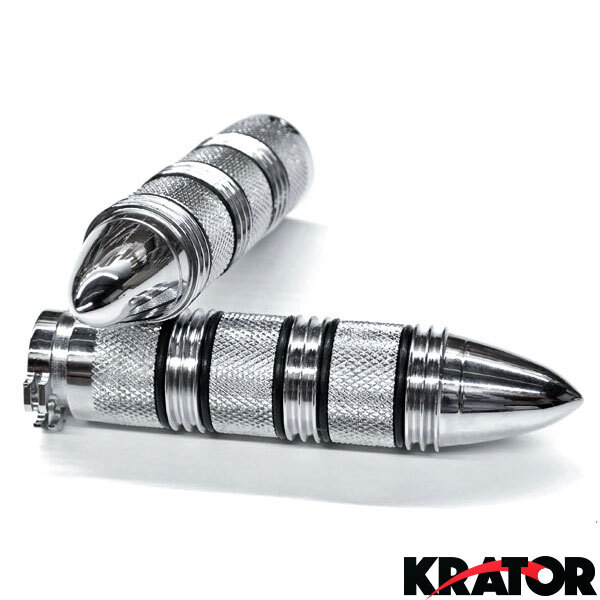 Chrome Billet Knurled Custom Hand Grips Bullet Fit Harley Motorcycle ...