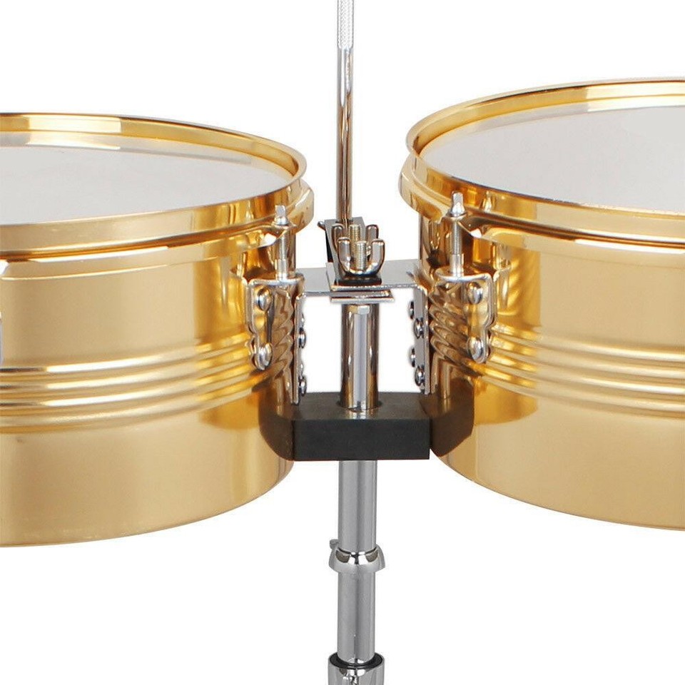 Glarry Percussion 13" & 14" Timbales Drum Set with Stand and Cowbell ...