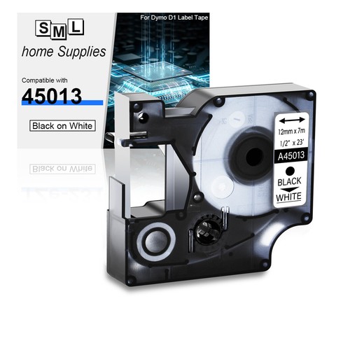 1PK 45013 Label Tape 1/2" For Dymo D1 LabelPoint 300 350 PC PnP WiFi ...