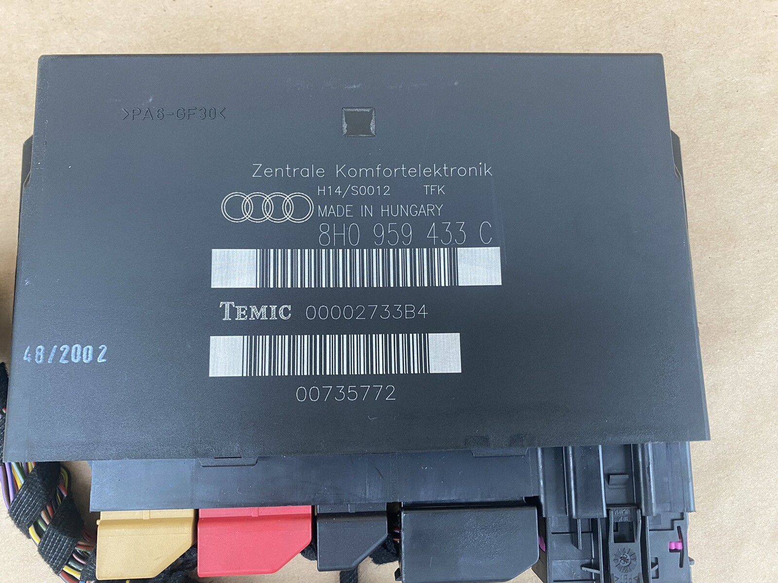 03-09 Audi A4 S4 RS4 Convertible Theft Locking Comfort Control Module ...