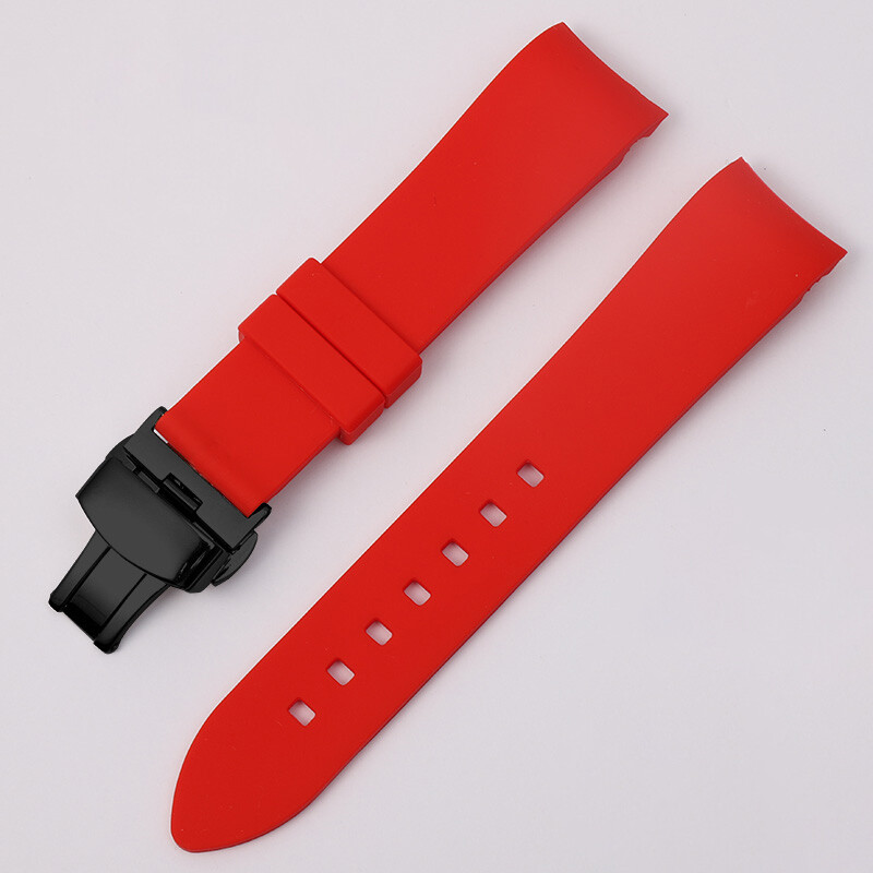 Universal Curved End Silicone Bracelet Waterproof Watch Band Strap 18mm ...