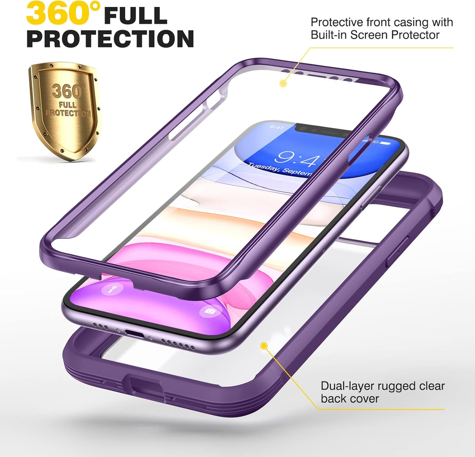 Diaclara Iphone 11 Case, 360° Full Body with Built-In Screen Protector ...