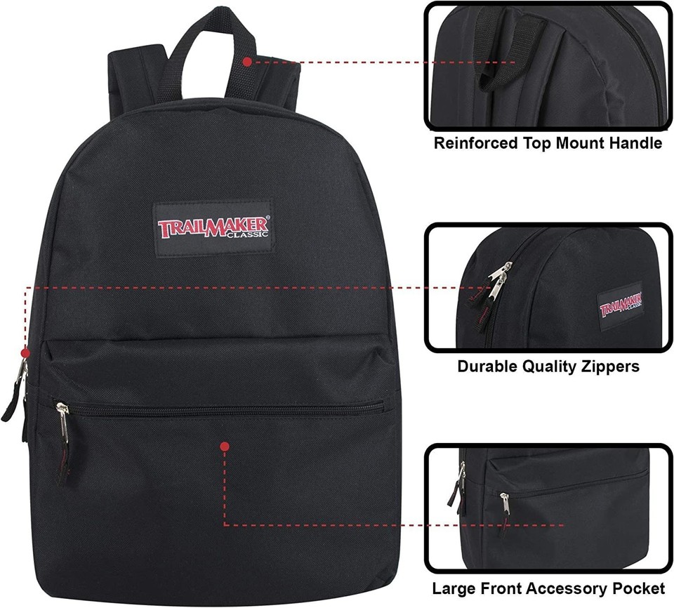 17 Inch Black Backpack With 20 PCS School Supplies For Kids Students ...