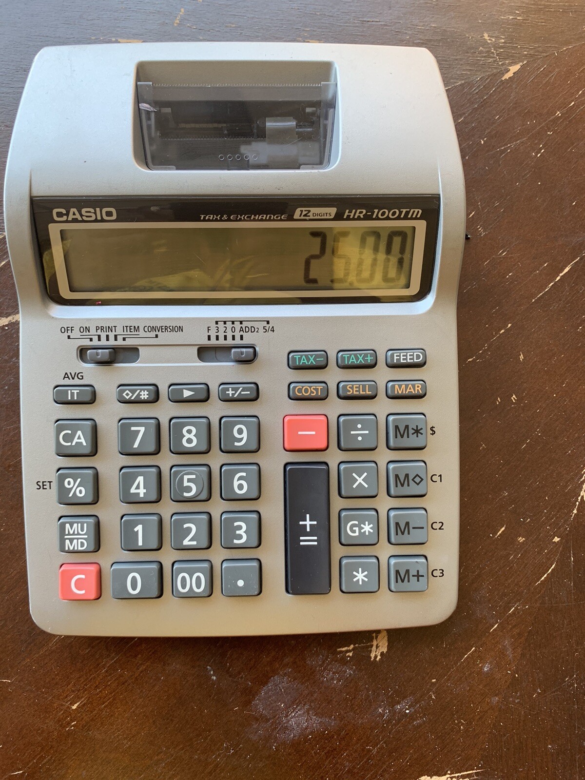 Casio Tax & Exchange 12 Digits HR-100TM Printable Calculator Pre-Owned ...