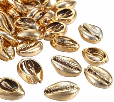10pcs Gold Plated Natural Shell Beads Cut Back Money Shell Loose Beads ...