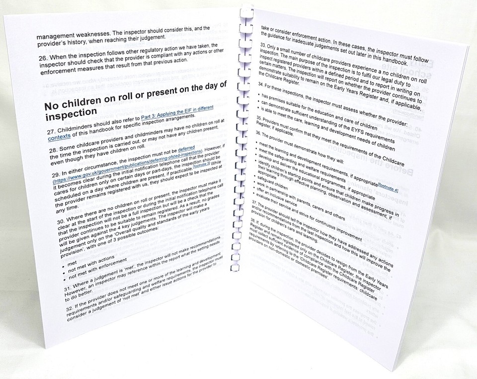 Ofsted Early years inspection handbook Updated 5th April 2024 | eBay