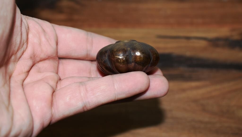 MUGHAL BRASS BRONZE WEIGHT SCALE GARLIC SHAPE 164 GRAMS UNIQUE RICH ...