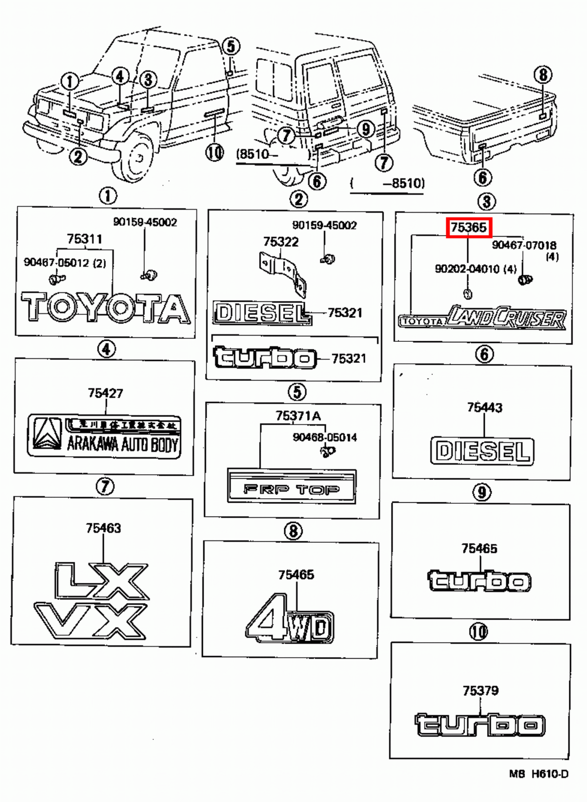 Genuine Toyota LandCruiser FJ73 FJ70 BJ75 BJ74 BJ73 BJ71 BJ70 Front ...