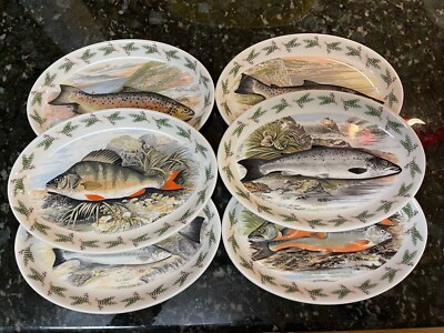 PORTMEIRION ‘COMPLEAT ANGLER’ Set Of 6 Oval Dinner Plates | eBay