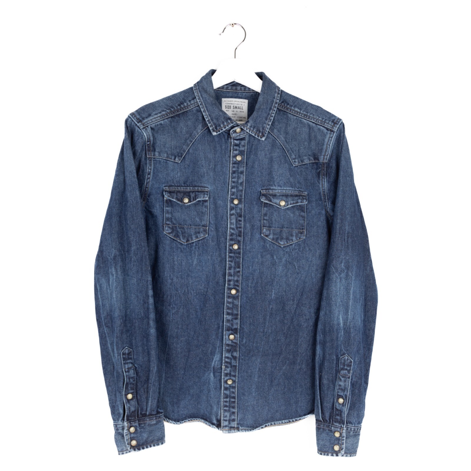 AllSaints Spitalfields Denim Shirt Mens SMALL Slim Bl… - Gem